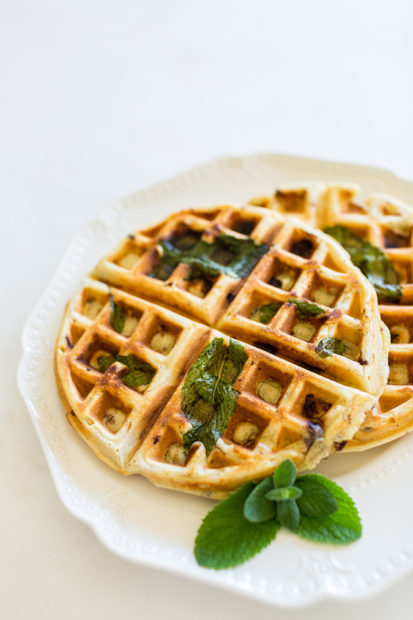 Recipe Box: Mint Chip Belgian Waffles with Chocolate Drizzle - Lauren ...